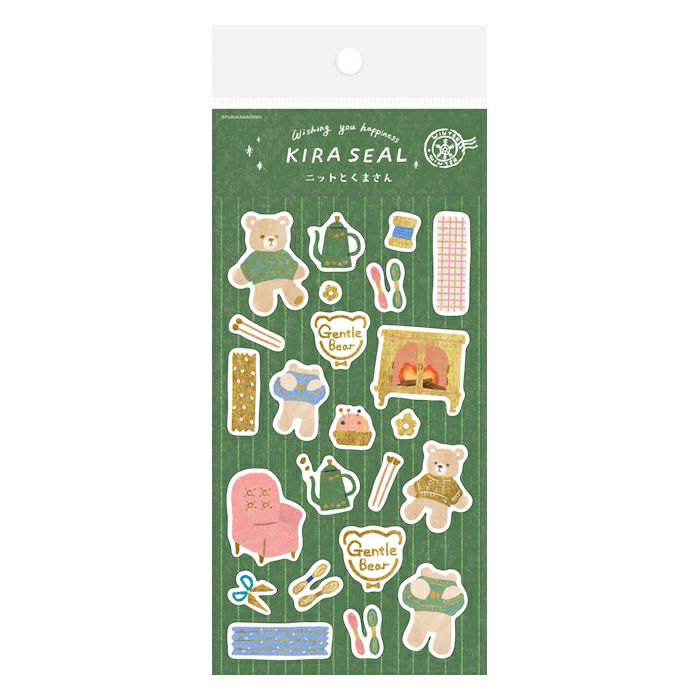 Furukawashiko Foil Sticker Sheet - Knit and Bear – Atlas Stationers