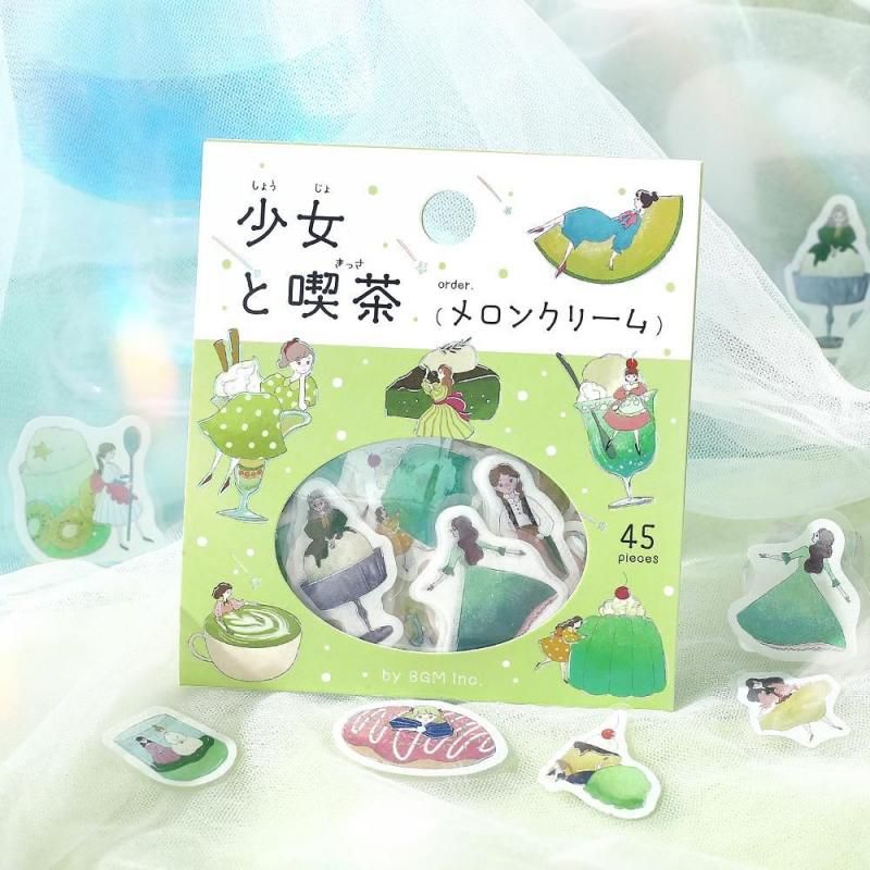 BGM Planner Sticker Flakes - A Girl and a Coffee Shop - Melon Cream – Atlas Stationers