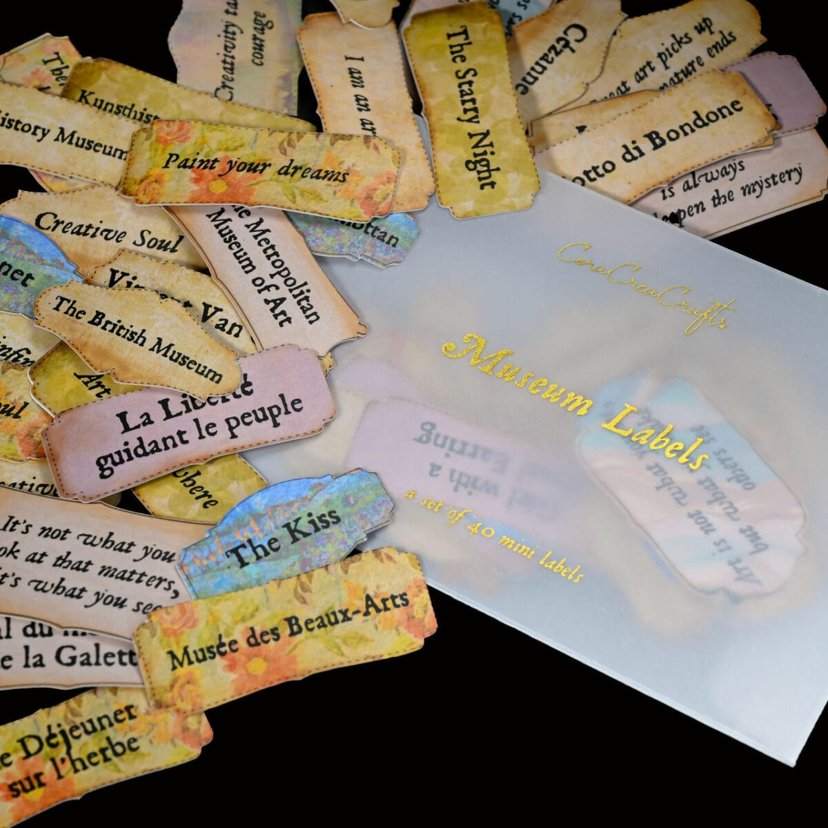 CoraCreaCrafts Sticker Pack - Museum Labels | Atlas Stationers