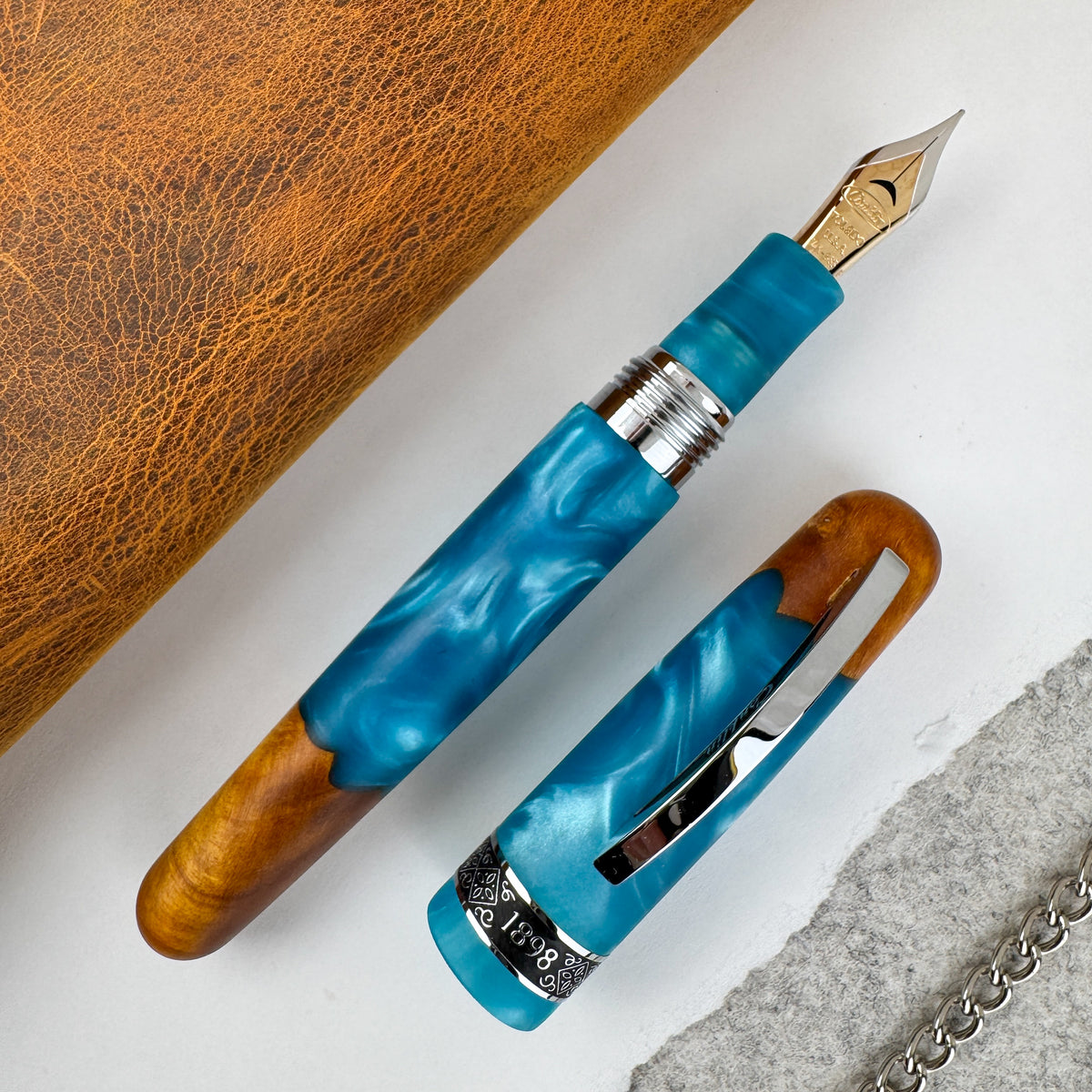 Conklin 1898 Spectra Fusion Fountain Pen - Blue Chrome w/14k Nib (Limi ...