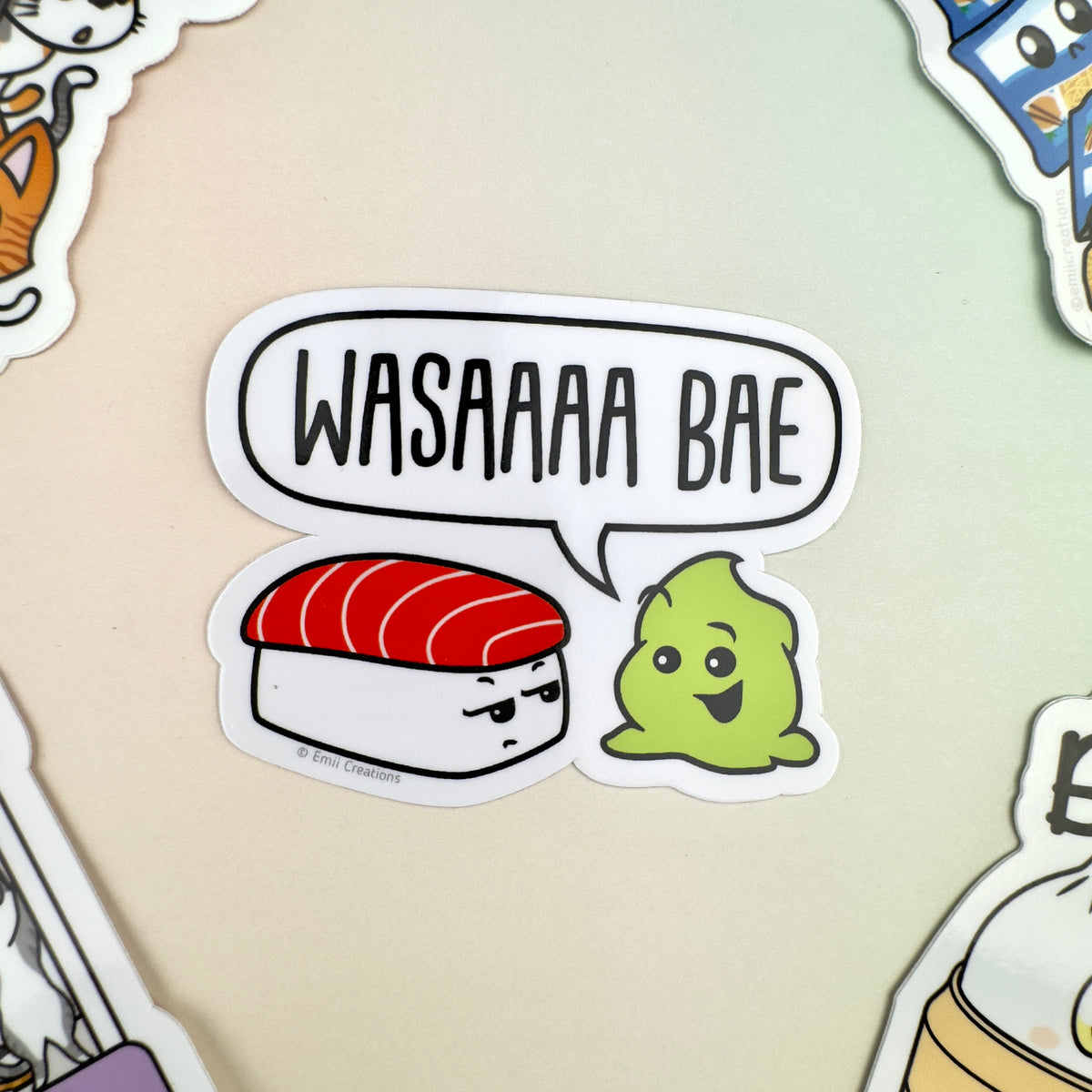 Emii Creations WasaBae Sushi Vinyl Sticker – Atlas Stationers