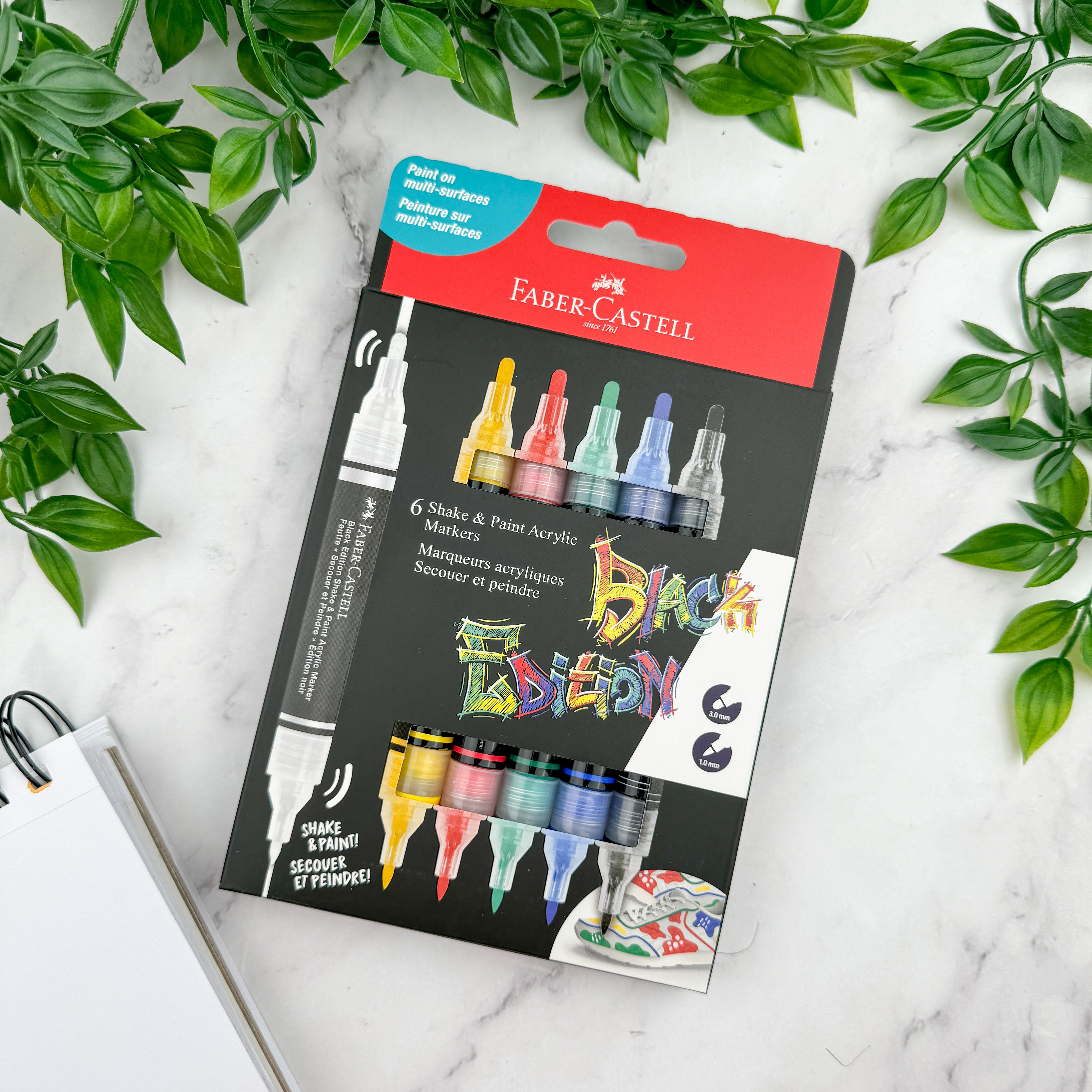 Faber-Castell Black Edition Shake & Paint Acrylic Markers - 6 Pack ...