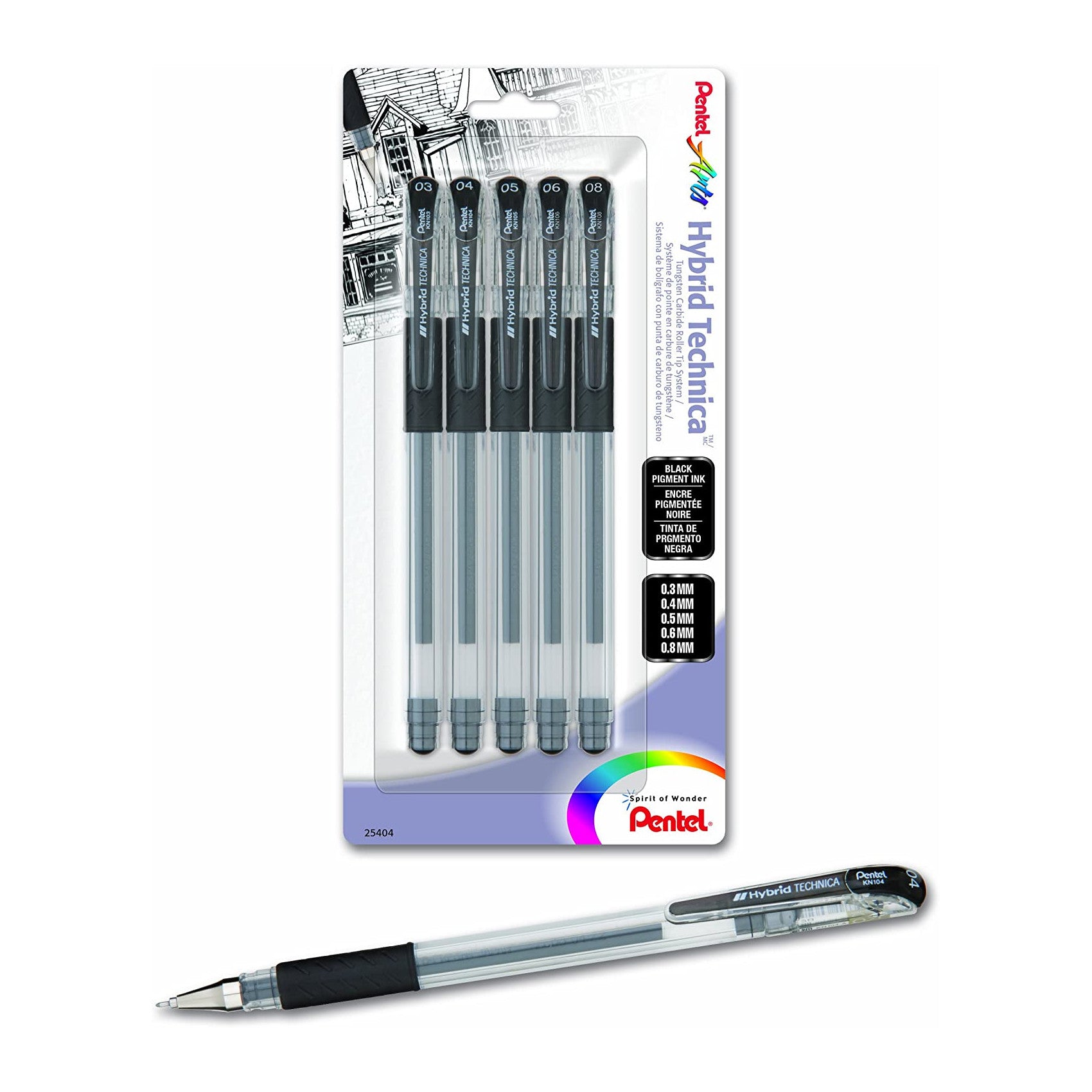 Pentel Arts Hybrid Technica Gel Pen - 5 Pack | Atlas Stationers