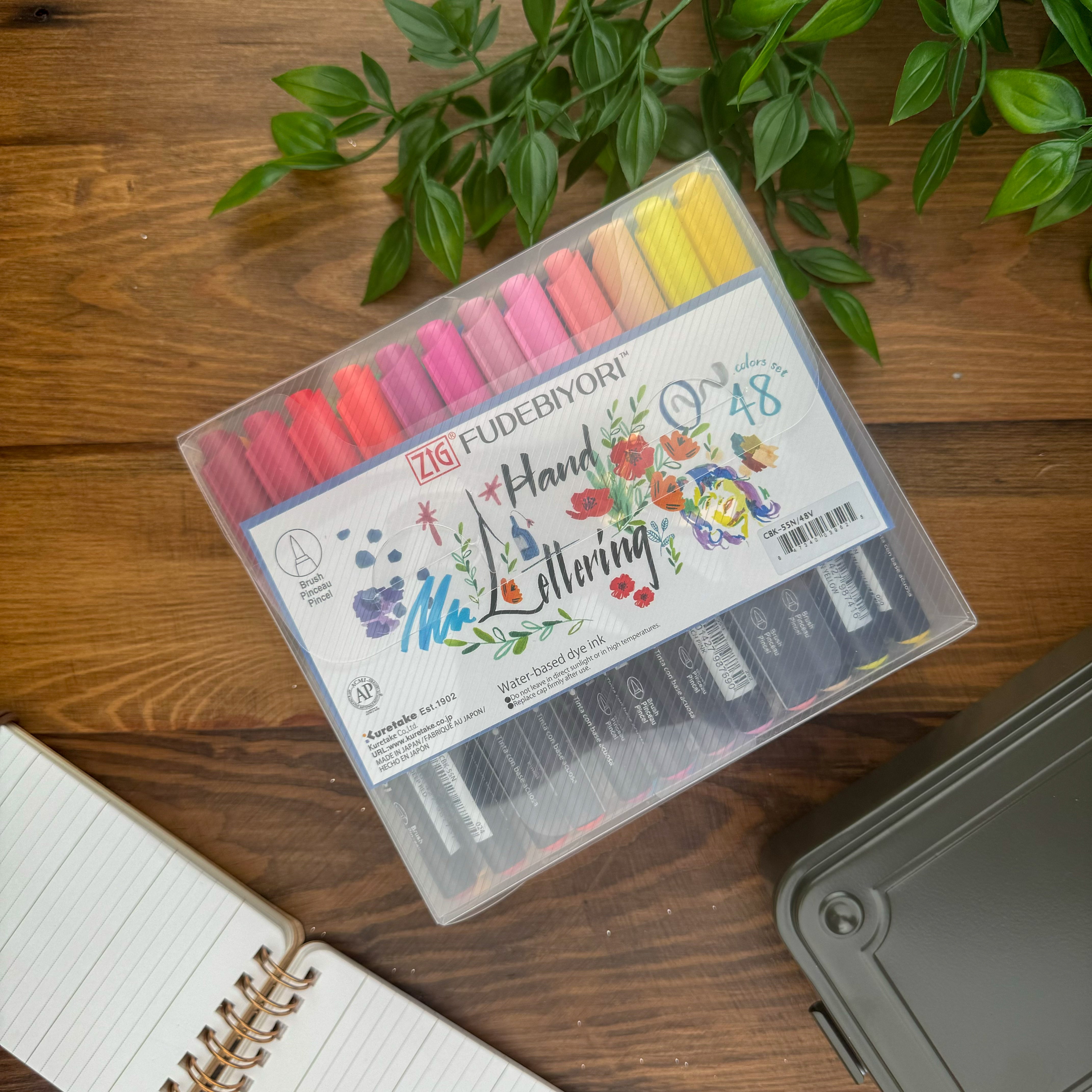 Kuretake Zig Fudebiyori Hand Lettering Markers (Set of 48) | Atlas ...