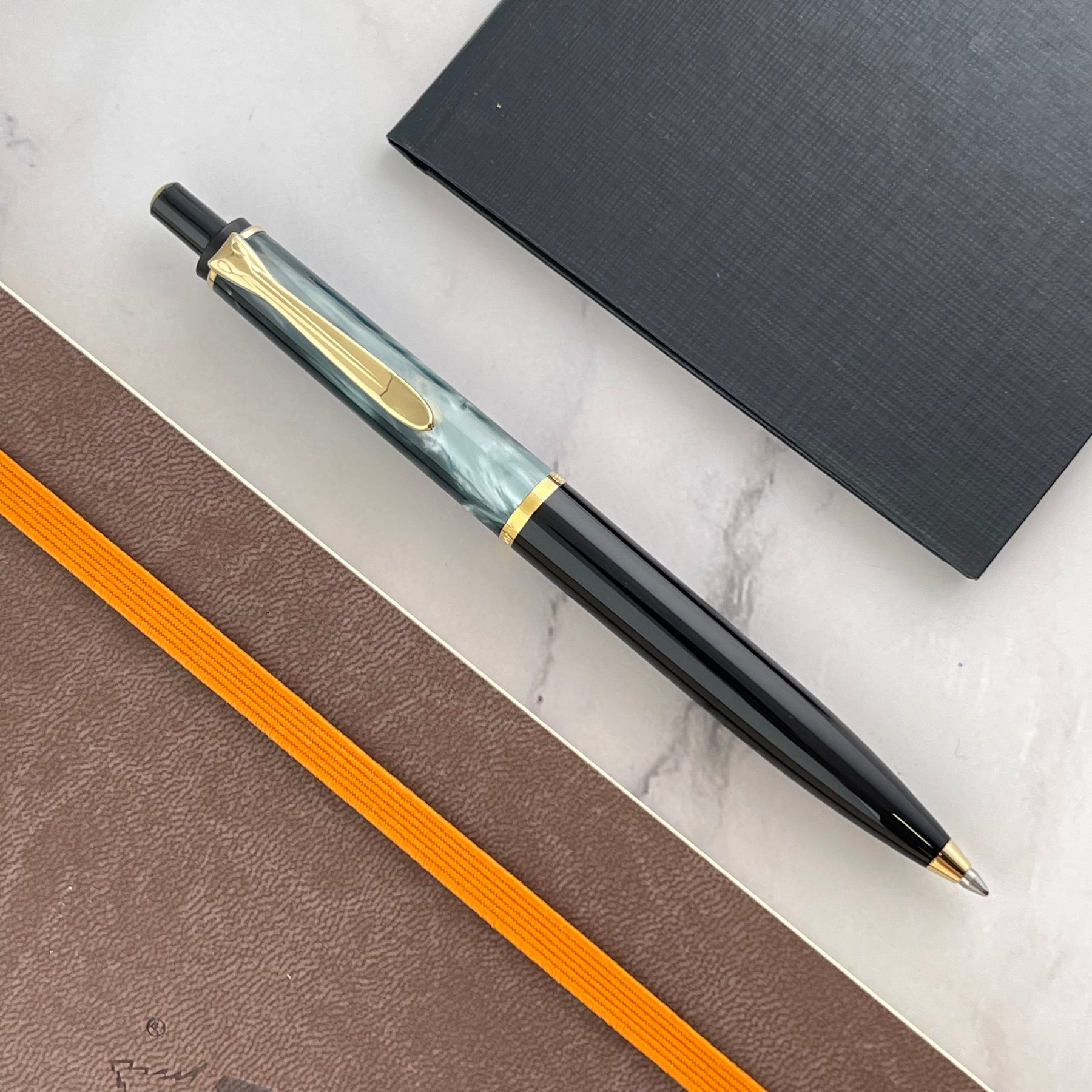 Pelikan Classic K200 Ballpoint Pen - Green-Marbled | Atlas Stationers