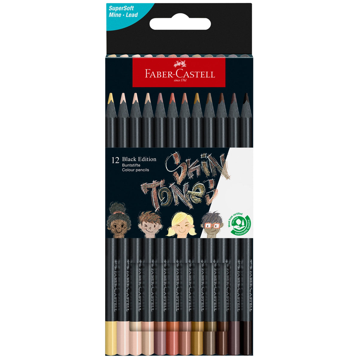 Faber-Castell Black Edition Skin tones Color Pencils - 12 pack – Atlas ...