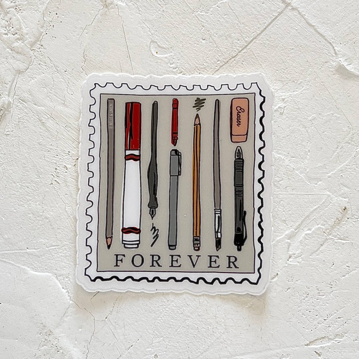 Pens & Pencils Forever Postage Stamp Sticker | Atlas Stationers