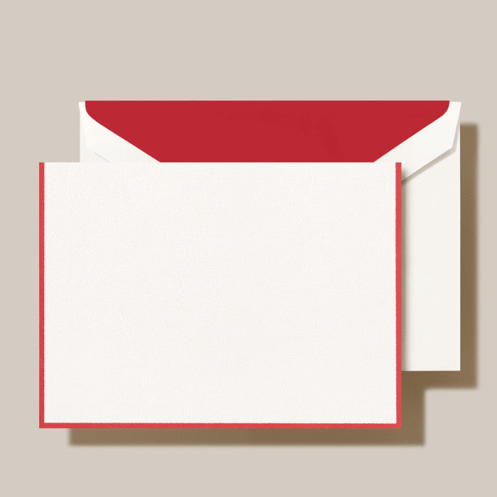 Red Border Pearl White Note Card | Atlas Stationers